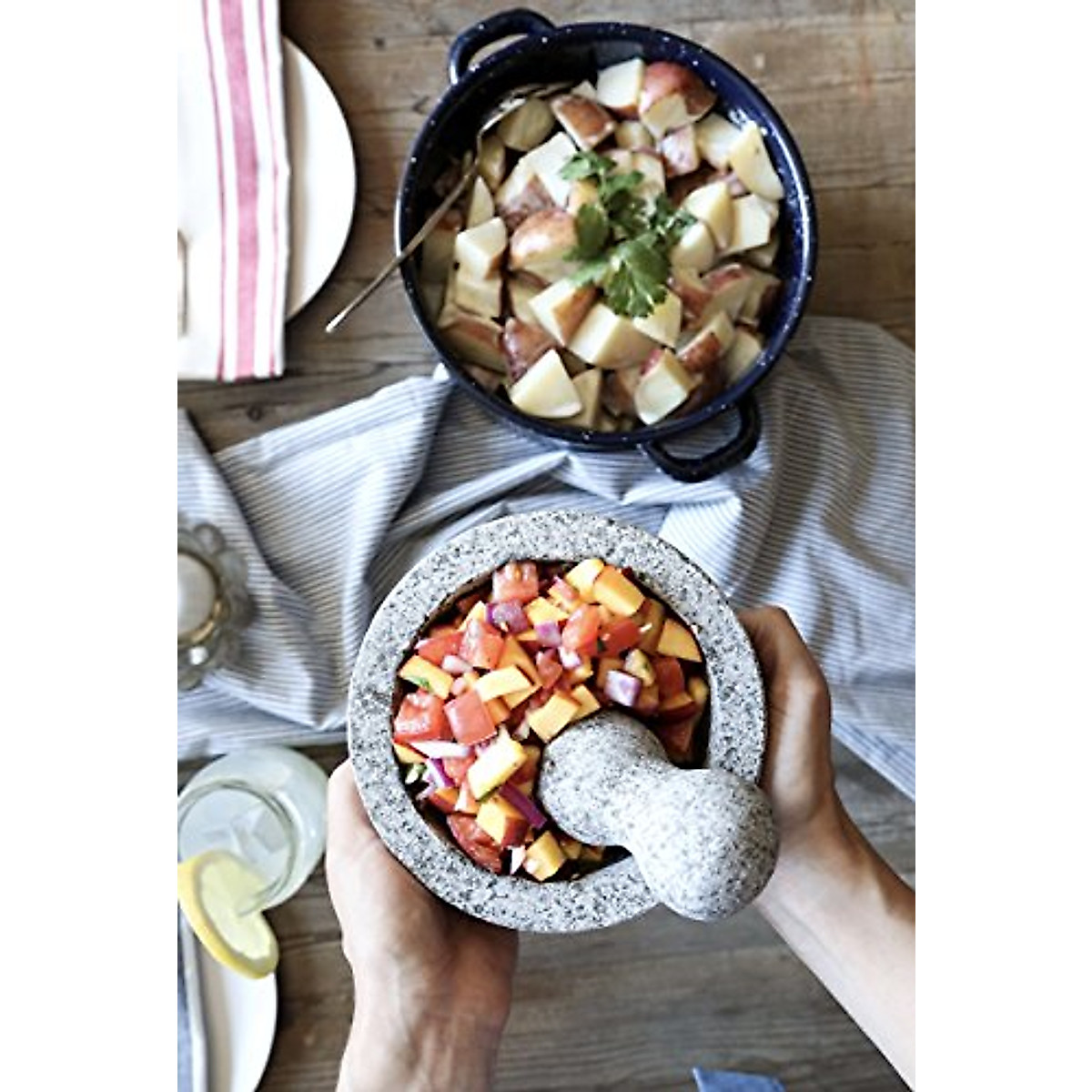 IMUSA USA Granite Molcajete Spice Grinder 6-Inch, Gray