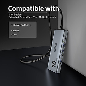 Onten USB 3.2 GEN 2 4 Ports 10G HUB-USB C 4 Ports 10G HUB. Aluminum USB&USB C with USB 3.2 GEN 2 Speed and 4.5W Charging.Compatible with Mac OS iPad OS,Windows,Android,and Linux.