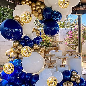 Zesliwy Navy Blue Gold Balloons Garland Kit, 131 pcs Navy Blue Gold White Confetti Balloons Arch Kit for Birthday Party Baby Shower Wedding Graduation Class of 2022 Prom Decorations…