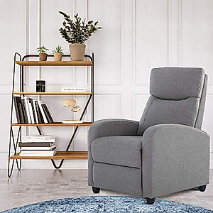 Recliner Chair for Adults, Massage Reclining Chair for Living Room, Adjustable Modern Recliners Chair, Home Theater Seating Single Sofa Recliner with Padded Seat Backrest (Light Grey)