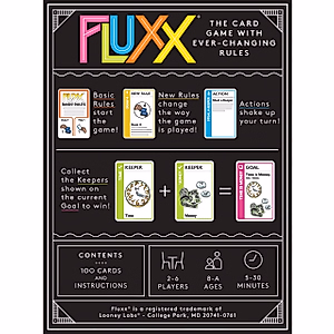 Looney Labs Fluxx 5.0 Card Game Fun, Fast-Paced, Ever-Changing Rules, Perfect for Family Game Night and Parties
