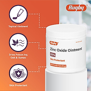 Rugby Zinc Oxide Ointment Skin Protectant - 20% - 16 Oz (1lb) (454 g) (4 Pack)