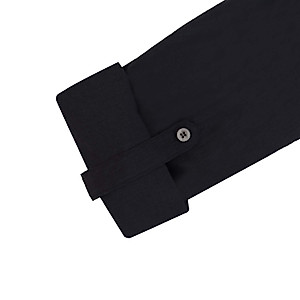 Dress Shirt for Men Western Cowboy Long Sleeve Casual Two Pockets Work Solid Pearl Snap Buttons Up Wrinkle Free Shirts (Black/L)