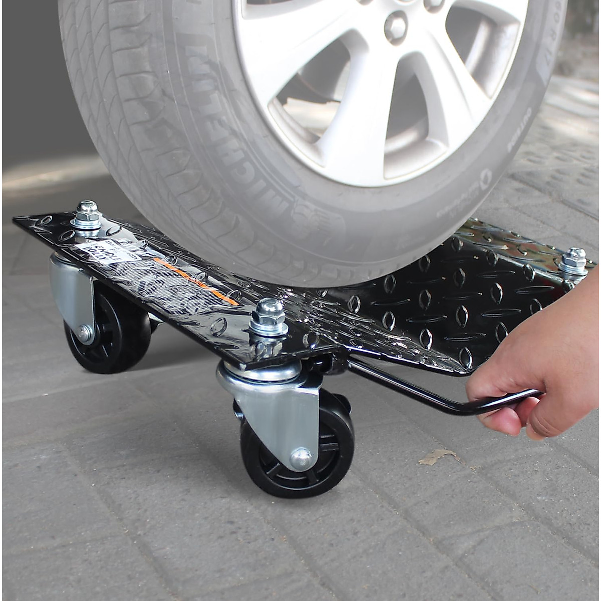 WayTov 50855 16" x 12" Solid Steel 4 Piece Car Dolly with 3" Swivel Wheels, 6,000 lb. Rating