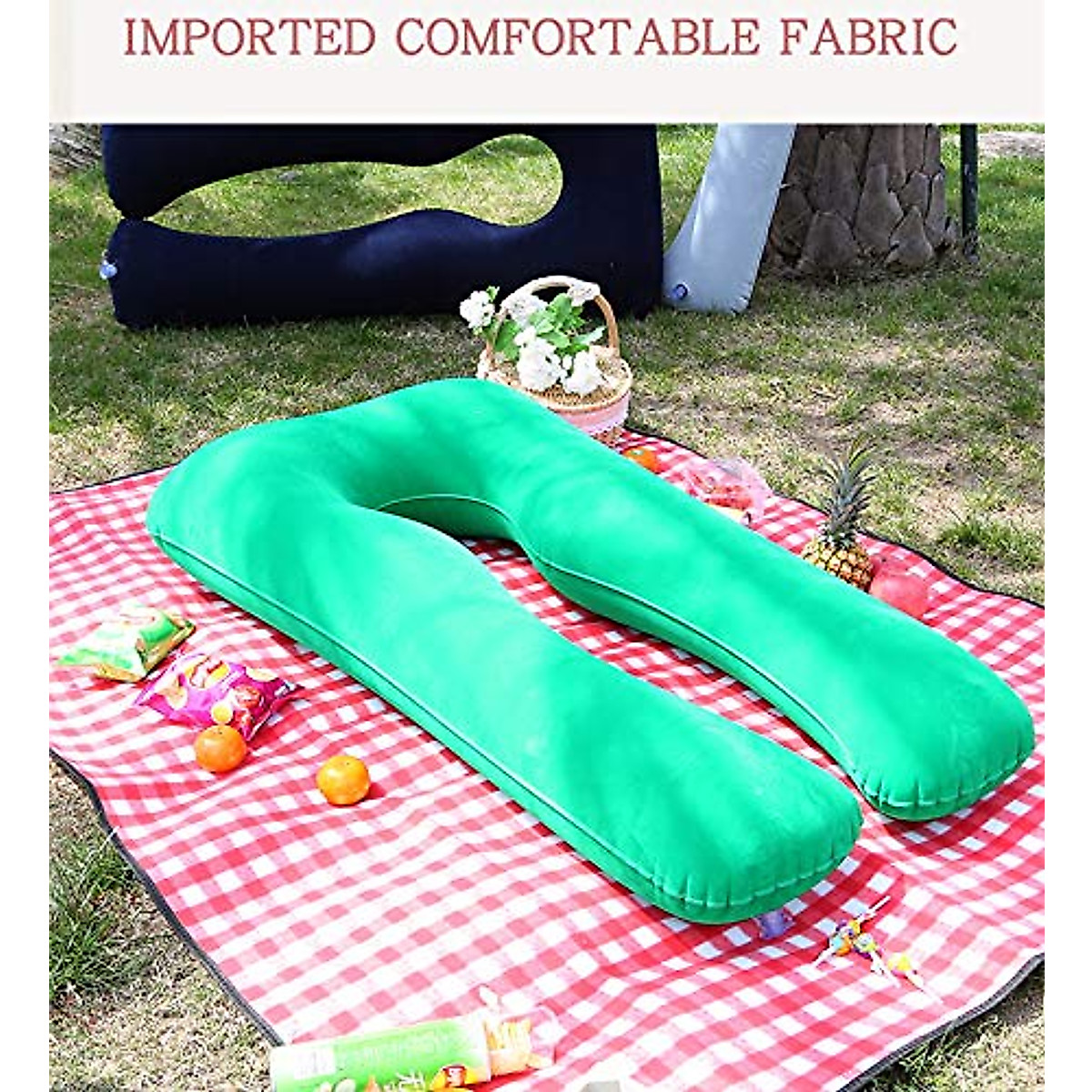 MJMH Updated Large Inflatable Pillow Flocked Fabric Pregnancy Pillow Maternity Pillow Nursing Pillow Sleeping Pillow Body Pillow Travel Pillow Home Use and outdoor Use 55 inch US Stock (Green)