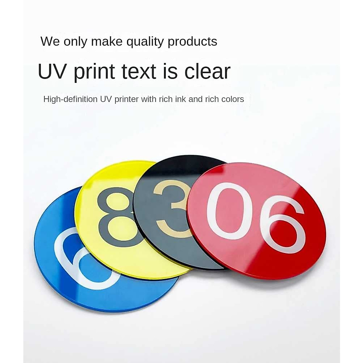 Number Sign, Table Number Sign, Closet Identification, Seat Identification Sign, Acrylic, Round, Waterproof and Sun-Proof (10x10cm,Yellow 01-100(100 pcs))