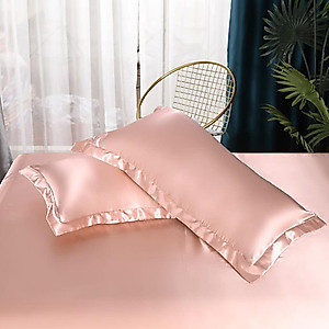 Light Pink Silk Like Satin Bedding Set Full Women Girls Duvet Cover Set Luxury Soft Comforter Cover Adults Bedroom Decor Chic Luxurious Silky Bedspread Cover Zipper (1 Duvet Cover + 2 Pillow Case)