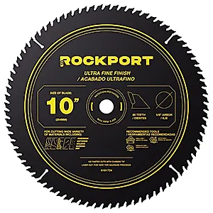 ROCKPORT Table Saw Blades 10 inch 80 Teeth - (1 Pack) 10" Table Saw Blades & 10 inch Miter Saw Blades, 5/8" Arbor, Multipupose Carbide Tip Circular Saw Blade for Ultra Fine Finish Cutting of Wood