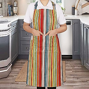 RUVANTI 100% Cotton Cute Aprons for Women with Pockets Adjustable upto XXL, Cooking, Kitchen, Server, Chef Apron