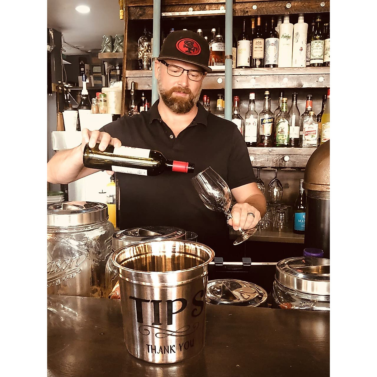 Tip Jar for Bartenders Money, Musicians Tip Jar for Money, Tip Jar for Restaurants, Tip Bucket for Money, Tip Cup for Coffee Shop