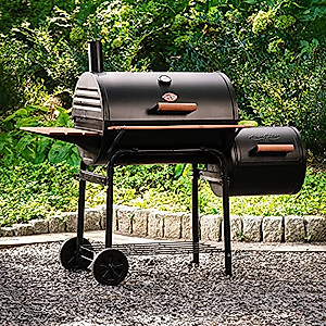 Char-Griller E1224 Smokin Pro 830 Square Inch Charcoal Grill with Side Fire Box, 50 Inch, Black