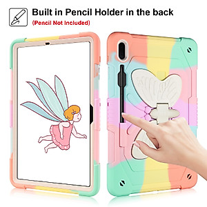 for Galaxy Tab S8 Plus Case for Galaxy Tab S7 FE Case with Screen Protector Butterfly Stand Strap Dolls Pencil Holder Hard Cover Kids Girls for Galaxy Tab S8+ 2022/S7 FE 2021/S7+2020 12.4''-Pink