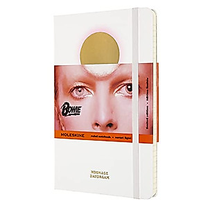 Moleskine Limited Edition David Bowie Notebook, Hard Cover, Large (5" x 8.25") Ruled/Lined, White, 240 Pages