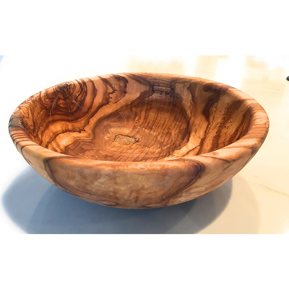 ORCHARD HARDWOODS 12" Artisan Olive Wood Serving Bowl/Centerpiece Rare Decorative Wooden Bowl for Fruit, Salad, Snacks, Chips. Popcorn. In Small 6", Med 7", Lg 8", XL 11", XXL 12". (XXL 12 inch)