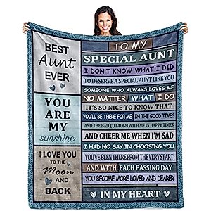 Rqhoqci Aunt Gifts Blanket 50"x60" - Auntie Blanket from Niece - Unique Gifts for Aunts - Birthday Gifts for Aunt from Niece and Nephew - Aunt Gifts for Birthday Mothers Day Christmas