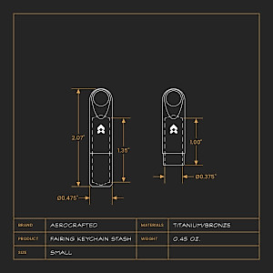 Aerocrafted Fairing Keychain Stash - Titanium Everyday Carry for Cash or Medication Container for Travel, Made in the USA (Titanium/Bronze, Small)