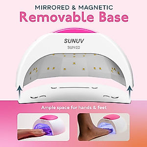 SUNUV SUN2C 48W UV Light for Nails, UV LED Nail Lamp with 4 Timer Settings, Curing Lights Compatible with All Gel Polish Rose