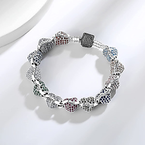 CLYQCL Birthstone Charms 925 Sterling Silver Love Heart Beads Fit Pandora Charms Bracelet, Fit Mother's Day Christmas Birthday Gift