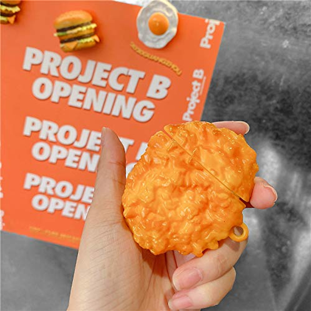 LEWOTE Airpods Silicone Case Funny Cute Cover Compatible for Apple Airpods 1&2[Simulation Food Series][Best Gift for Girls or Couples] (Fried Chicken Nuggets)