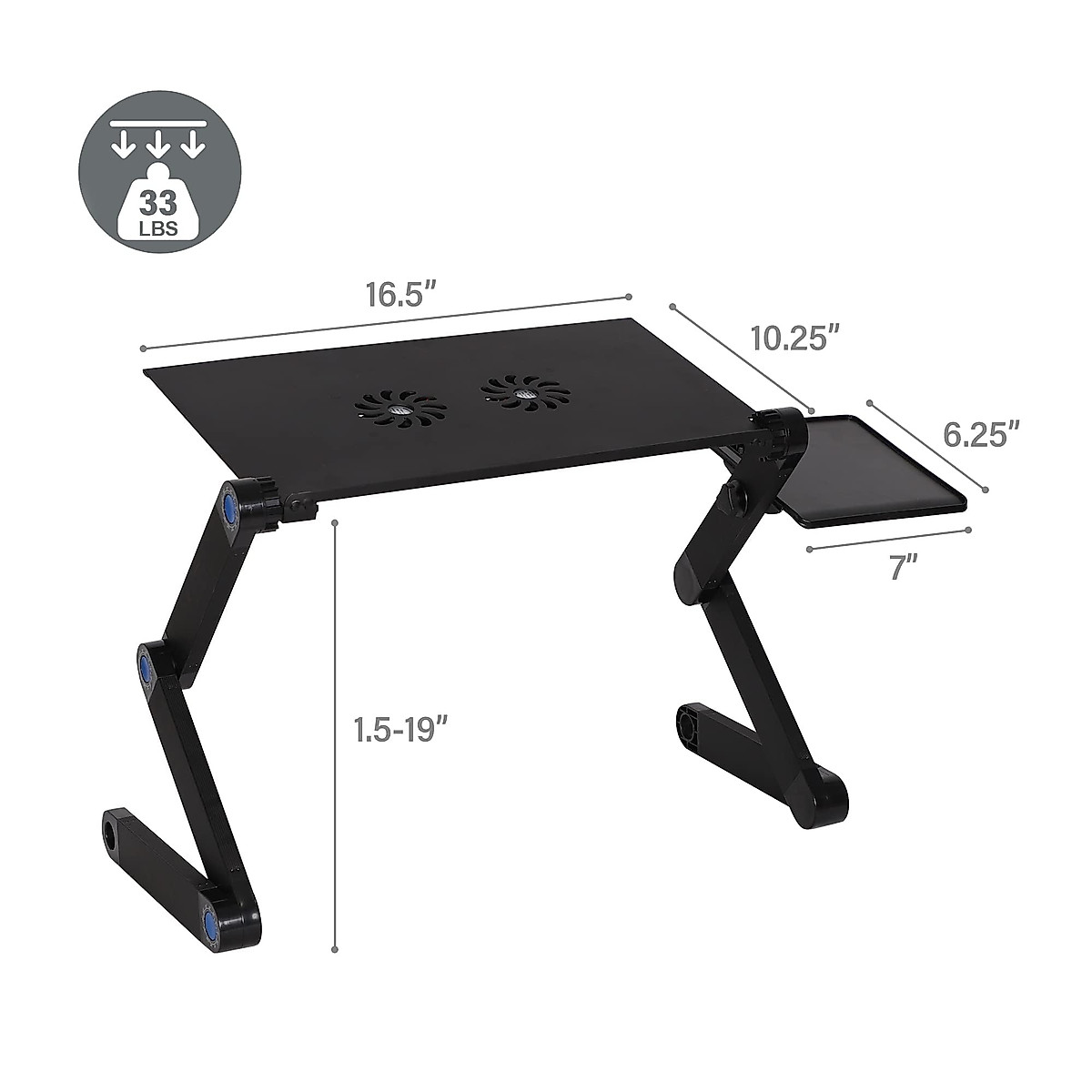TRY & DO Adjustable Laptop Stand for Couch, Bed, Aluminum Portable Lap Desk, Foldable Ergonomic Laptop Desk with Heat Emission Hole & Detachable Mouse Pad