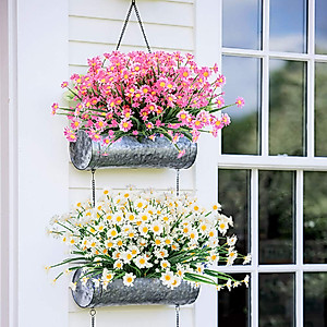 ArtBloom 6 Bundles Outdoor Artificial Daisies Fake Flowers UV Resistant Shrubs, Faux Plastic Greenery for Indoor Outside Hanging Plants Garden Porch Window Box Home Wedding Farmhouse Decor (Pink)