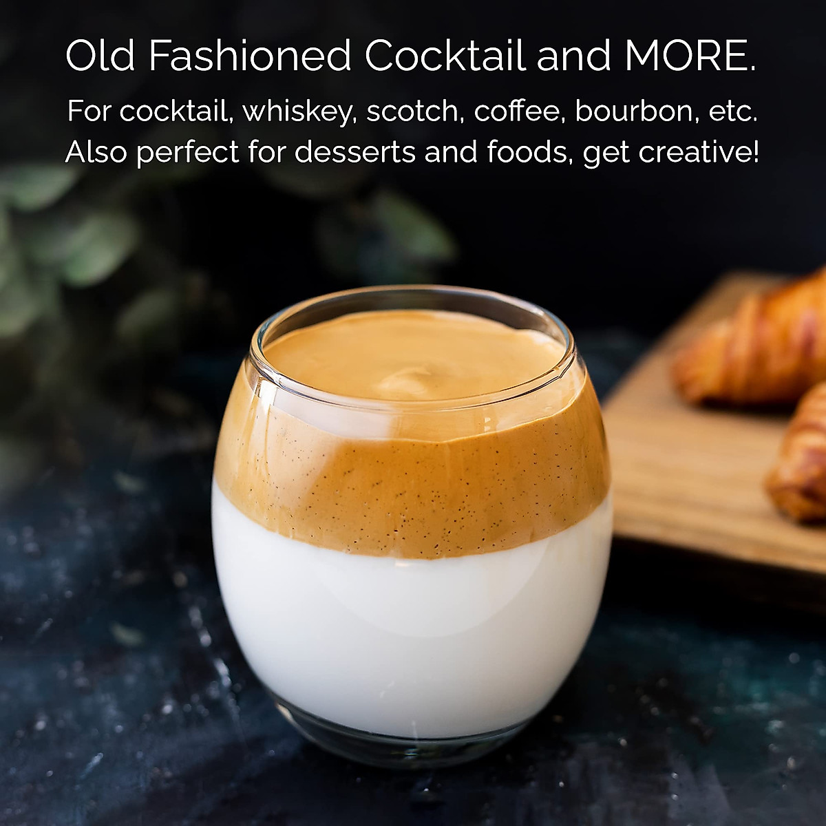 Volarium Drinking Glasses Never Spill Tumbler Set of 6, Old Fashioned Whiskey Glass, Brandy Whiskey Curved Glass Set, Scotch Glasses with Heavy Base, 13 3/4 oz