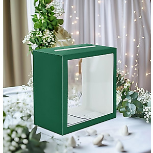 SietDESEO Green Card Box for Party Diy Money Card Box Gift Card Box Holder for Wedding Reception Baby Shower GraduationBirthday Card Box