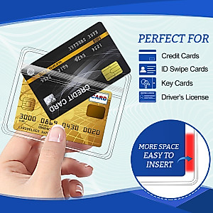 100 Pcs Clear Plastic Horizontal Name Badge ID Card Holders