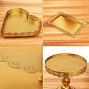 Set of 12 Pieces Gold Metal Cake Stand Set and Pastry Trays Metal Cupcake Stands Set Holder Fruits Dessert Display Plate for Baby Shower Wedding Birthday Party Celebration