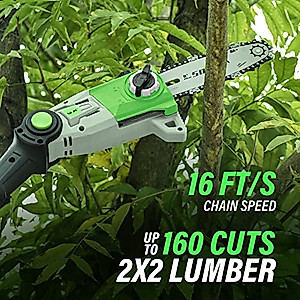 SOYUS Cordless Pole Saw, Telescoping Electric Pole Chain Saw Auto Oiling, 2.0Ah Battery,Multi-Angle Pole Chainsaw for Branch Cutting & Tree Trimming
