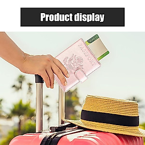 gunhunt Pack-1 Passport and Vaccine Card Holder Combo, PU Leather Functional Travel Document Cover Case, Multiple Card Slots Hold Passport, Air Ticket, Bank Card, ID Card, Credit Card (Pink)