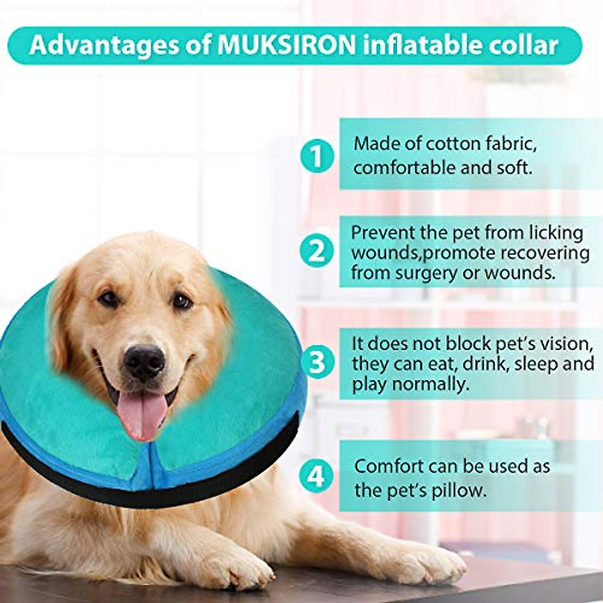 MUKSIRON Recovery Collar for Dogs,Dog Cone After Surgery - Soft Protective Inflatable Pet Recovery Collar and Does not obstruct Vision Dog Collar - Small 5"-8"