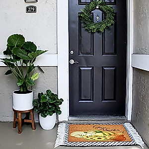 Welcome Rug Pumpkin Sunflower Fall Leaves Entryway Outdoor Floor Door Mat with Heavy Duty Backing Give Thanks Coir Mat Outdoor - Front Door Entryway Mats Welcome Home Gifts 16x24in