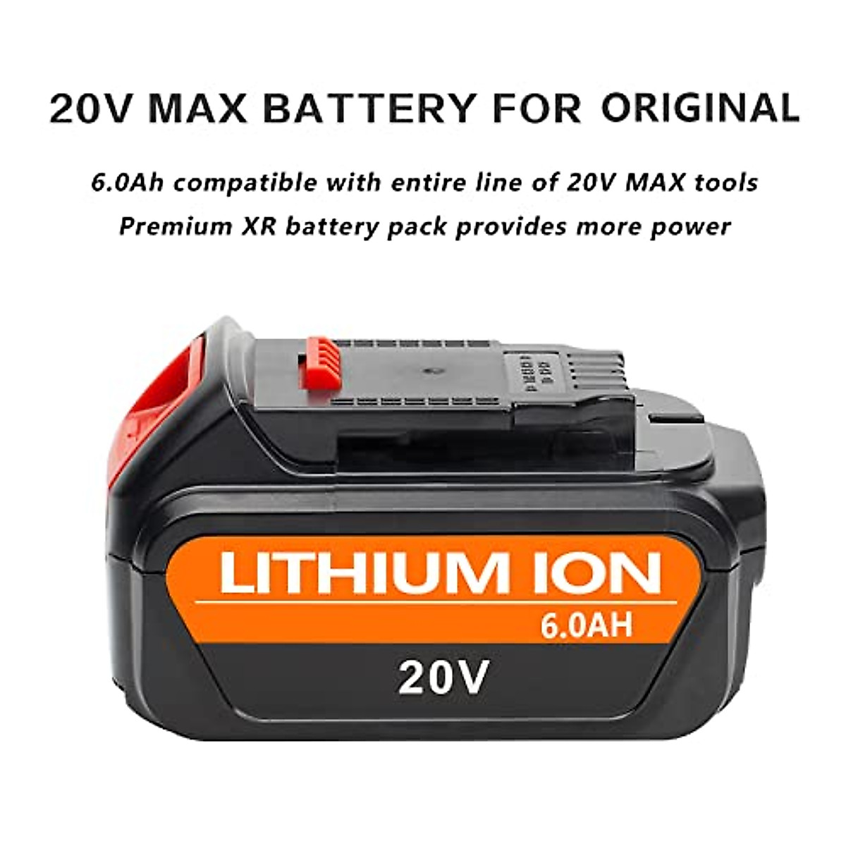 DEWQKI 2 Pack (DCB206) 6.0Ah 20V Battery, Replace for Dewalt 20V Max Battery DCB206-2 DCB204 DCB203 DCB201, Compatible with Dewalt DCD/DCF/DCG Series Cordless Power Tools