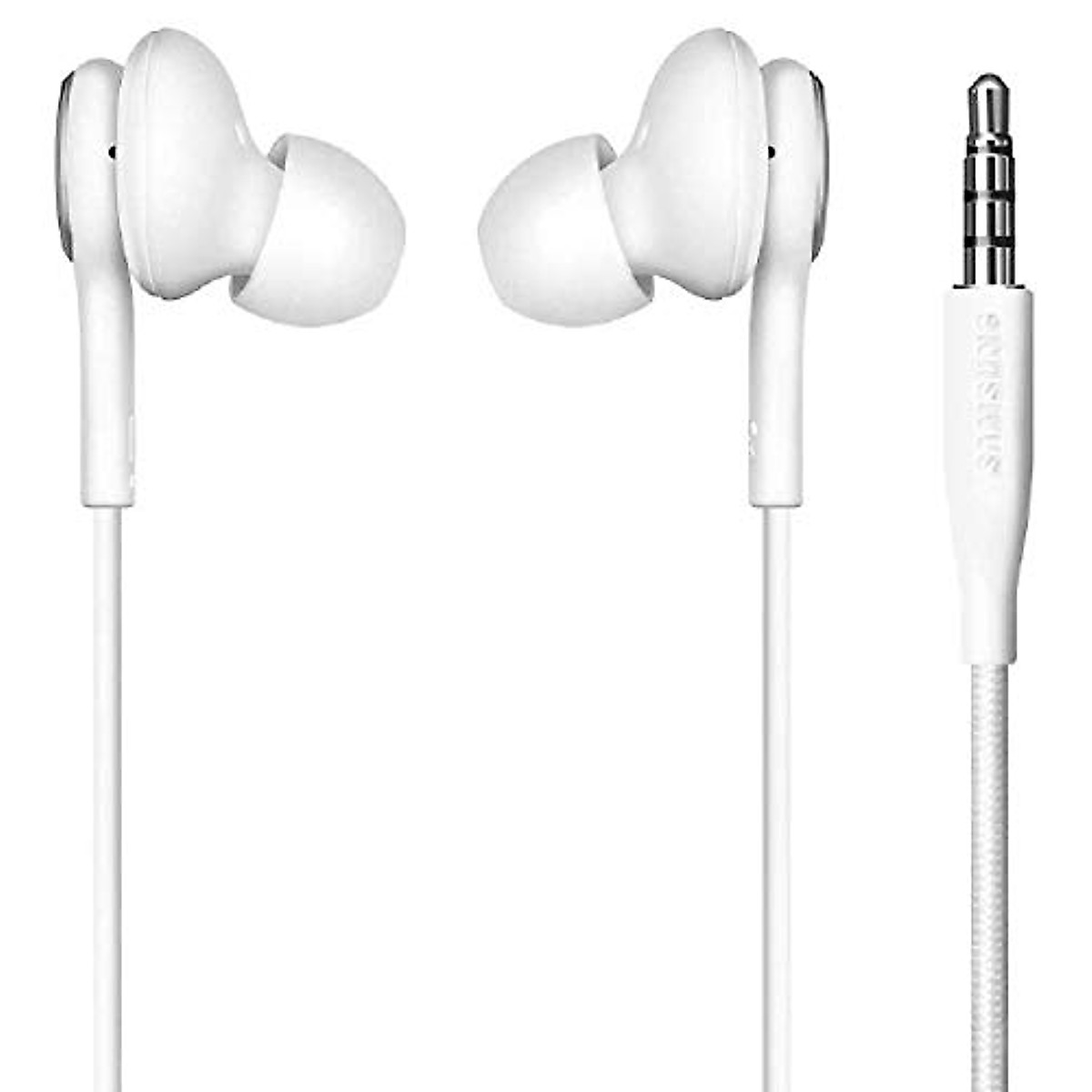 ElloGear OEM Earbuds Stereo Headphones for Samsung Galaxy S10 S10e Plus Cable - Designed by AKG - with Microphone and Volume Buttons (White)