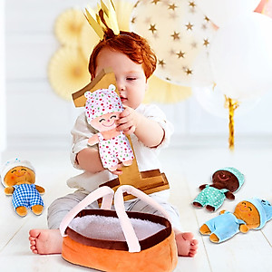 Skylety 6 Pieces 7 Inches Basket of Babies Soft Baby Doll Multicultural Dolls Sensory Plush Diversity Baby Dolls Stuffed Plush Figures for All Ages