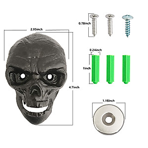 WODEGIFT Skull Bottle Opener, Wall Mounted Cast Iron With Magnetic Cap Catcher Bottle opener,Wall Mount Bottle opener Magnet (black)