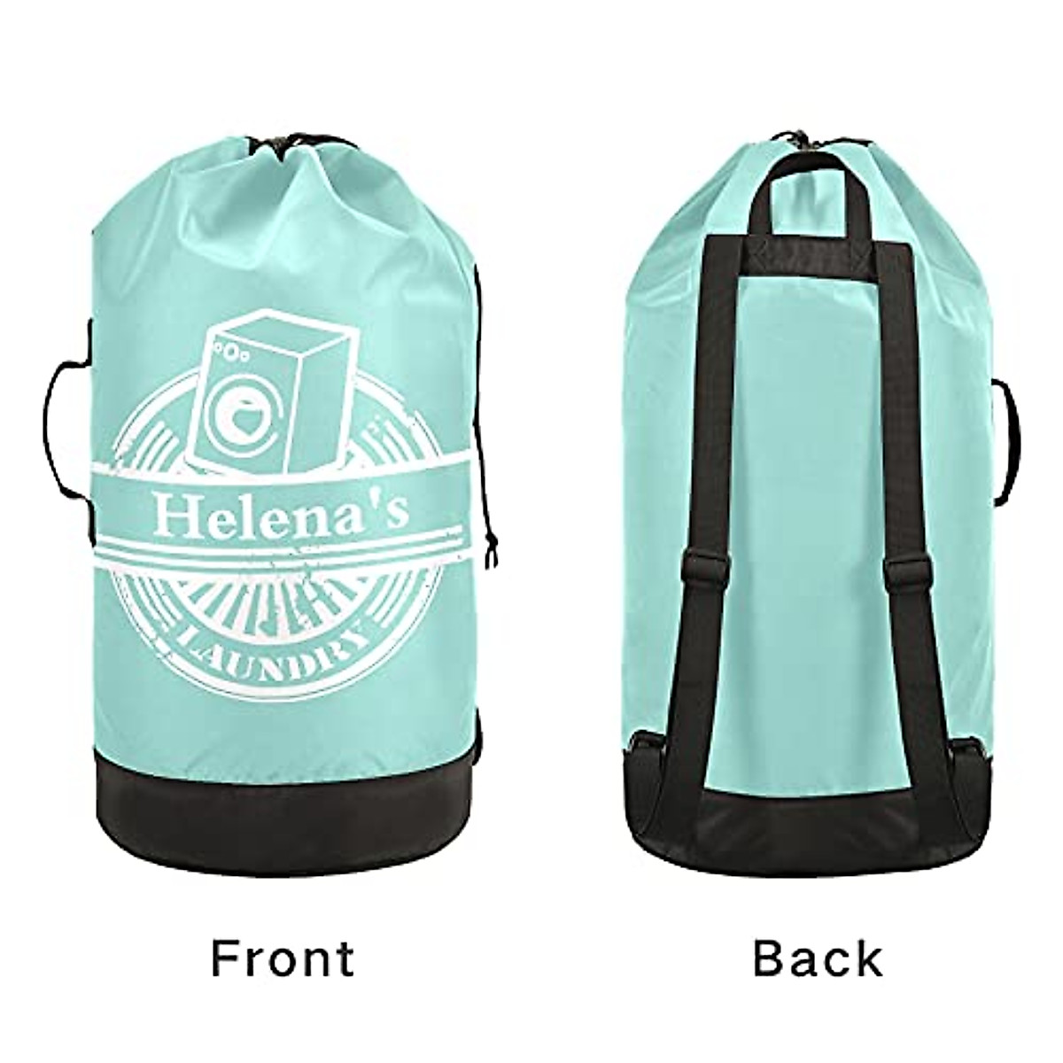 Personalized Teal Laundry Bag Backpack Custom Dirty Clothes Organizer With Strap and Handles Washable for College Dorm Room Essentials for Girls