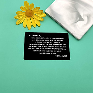 Nephew Gifts From Auntie Aunt Engraved Wallet Card Inserts Inspirational Gifts Card To My Nephew Gift Encouragement Metal Wallet Inserts Card Motivational Gift Christmas Graduation Birthday Gift