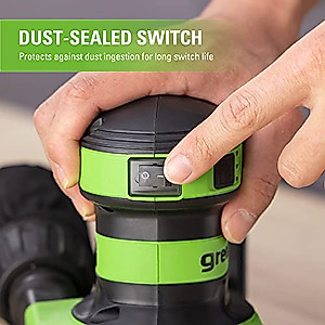Greenworks 24V Orbital Sander Kit, 5" Random Sander Variable Speed, 2Ah Battery and Charger Included