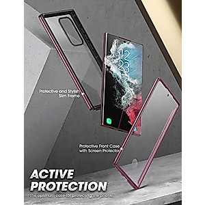 SUPCASE UB Edge Pro Series Case for Samsung Galaxy S22 Ultra 5G (2022 Release), Slim Frame Clear Protective Case with Built-in Screen Protector (Wine)