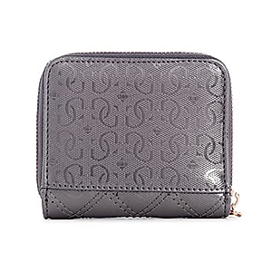 GUESS Womens Gaia Small wallet zip around, Pewter, One Size US