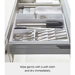YAMAZAKI Home Expandable Cutlery Kitchen Angled Utensils Storage Multi-Compartment Silverware Organizer Drawer Insert Tray, Plastic, Adjustable, Expandable, No Assembly Req.