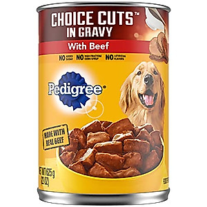 PEDIGREE CHOICE CUTS IN GRAVY Adult Canned Soft Wet Dog Food with Beef, 22 oz. Cans 12 Pack