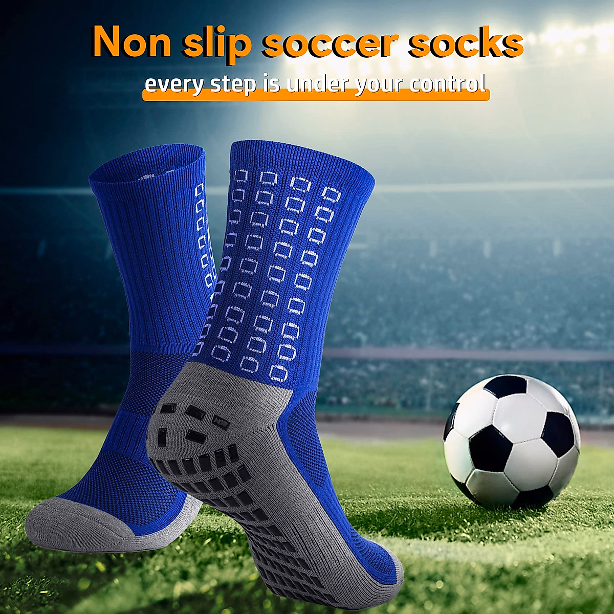 POZCMJM Men's Soccer Socks Grip Anti Slip Athletic Socks for Men Football Basketball Grip Pads Versatile Pairings 4 Pairs