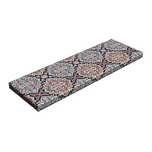 Ambesonne Ethnic Bench Cushion, Bohemian Style Motif Vintage Oriental Inspired Traditional Art, Standard Size Foam Pad with Decorative Fabric Cover, 45" x 15" x 2", Navy Teal