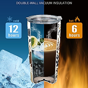 QWEUIOP 20oz Insulated Travel Coffee Mug Abstract Floral Pattern Stainless Steel Tumbler with Lid Double Wall Vacuum Coffee Cup For Hot and Cold Drinks14208