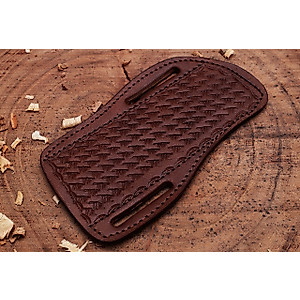 LH LIMASSOL Leather Knife Sheath, Slanted Pancake Sheath, Tooled Leather Sheath, Belt Sheath,Trapper Knife Sheath, Cow Boy Bull Cutter Knife Leather Sheath 100% Real Leather and Exotic Cow Hide Sheath