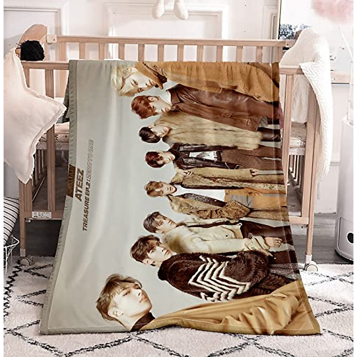 Ateez Merchandise Throw Blanket for Couch Ultra Soft HongJoong Blanket Throw Fuzzy Lightweight Plush Bed Couch Living Room