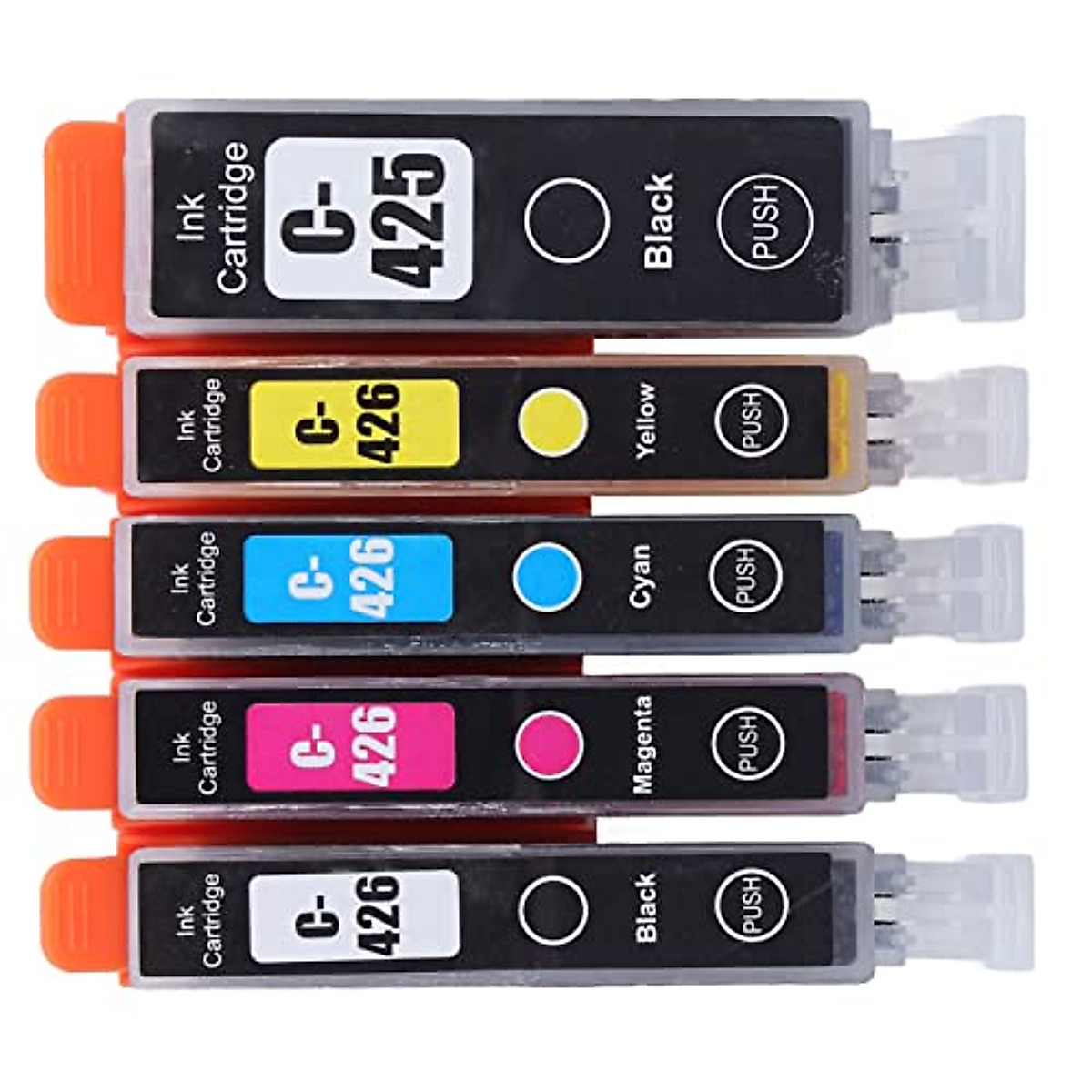 Hilitand Multi Colors Inkjet Cartridge ABS Housing Printer Ink Cartridges Smoothly Ink Output Inkjet Cartridge for Printer Part Replacement (BK BK C M Y 5 Colors)